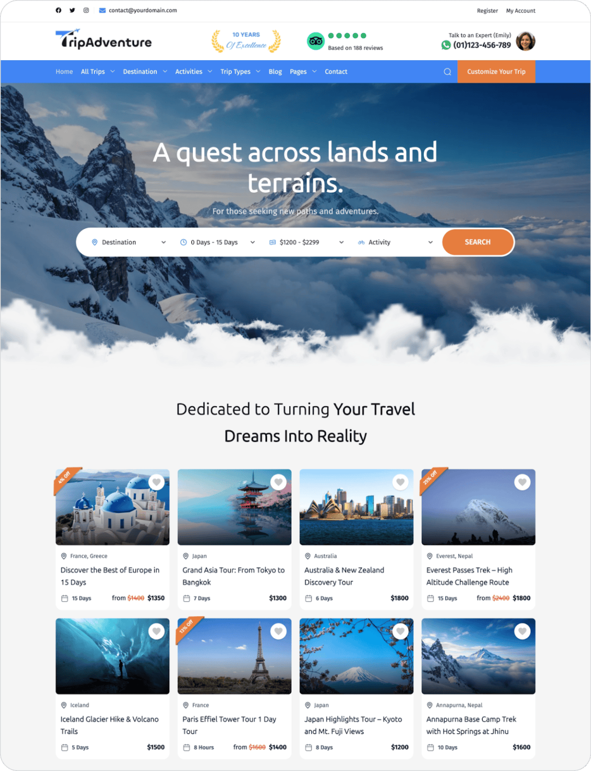 Introducing Header & Footer Builder in Travel Monster